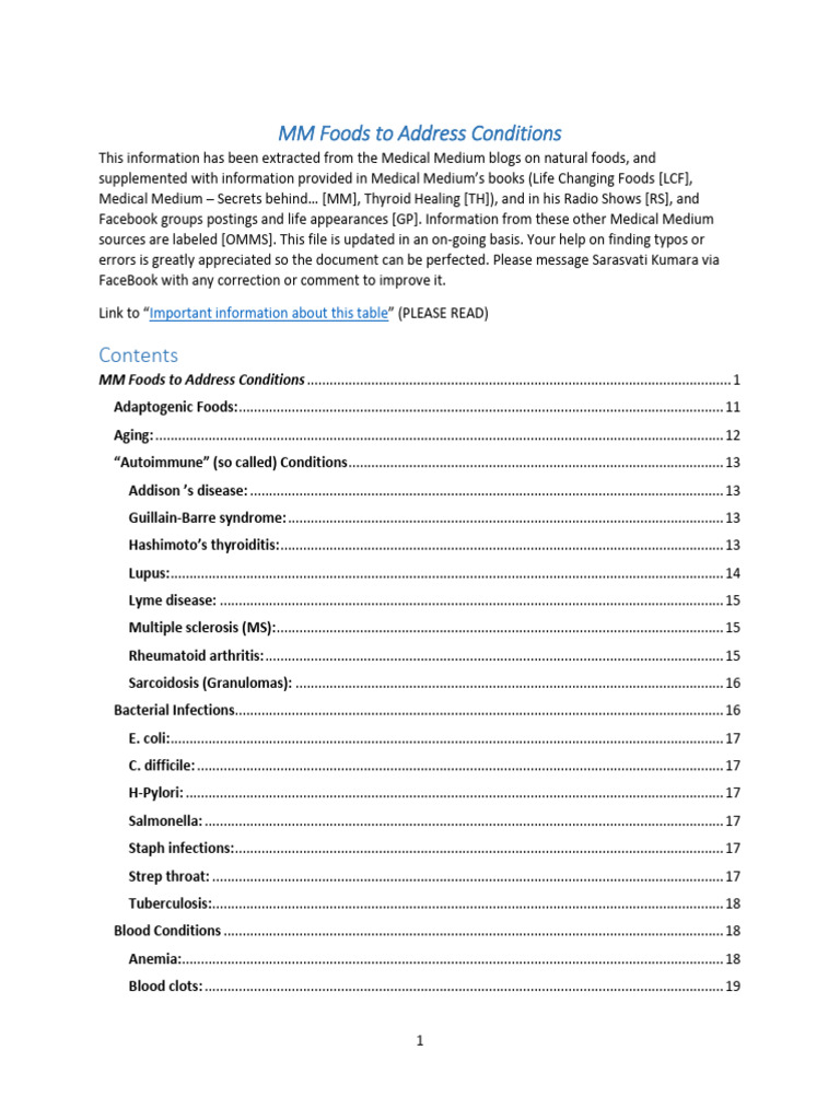 MM Foods To Address Conditions | PDF | Edema | Cancer