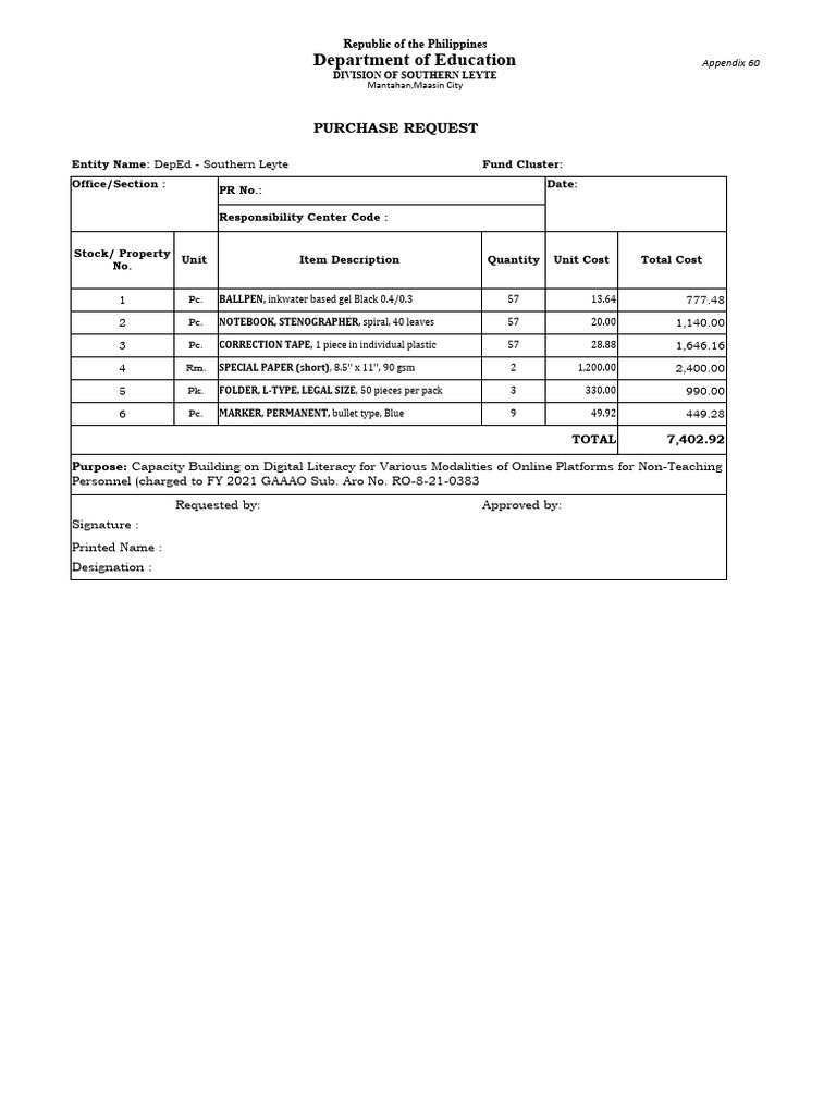 Purchase Request (PR) | PDF