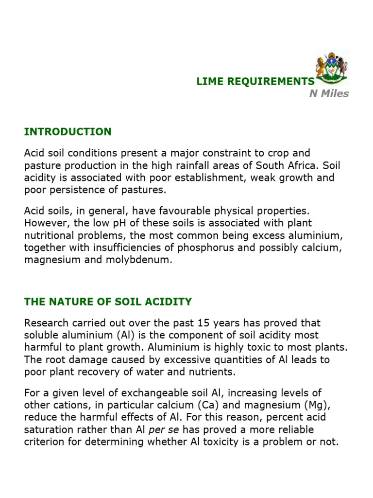 Lime Requirements | PDF