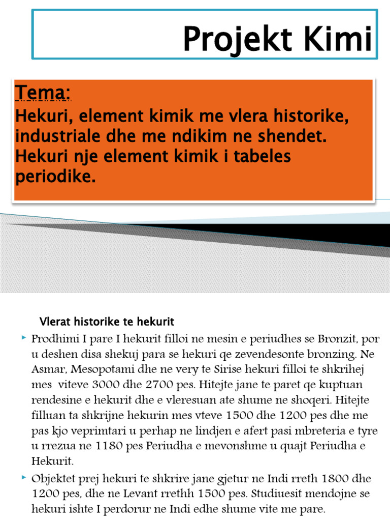 Hekuri Element Kimik Me Vlera Historike Industriale Dhe Me Ndikim Ne ...