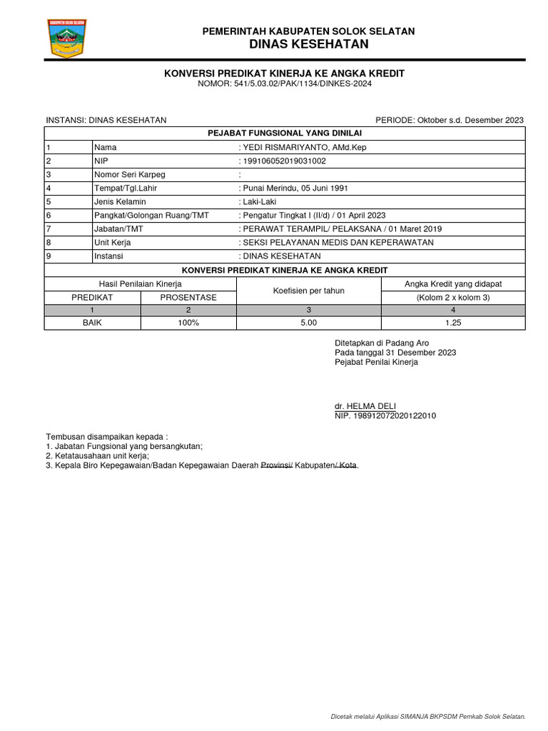 Konversi AK 2023 - TW - 4 - 199106052019031002 | PDF