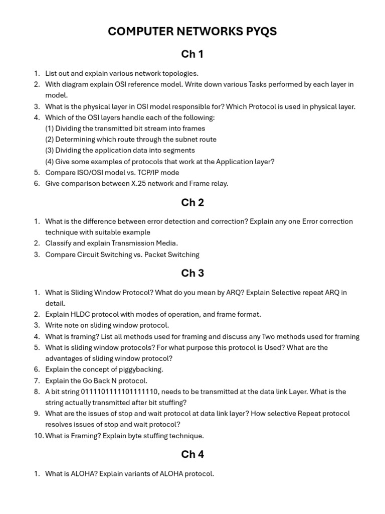 CN Pyqs | PDF | Osi Model | Internet Protocol Suite
