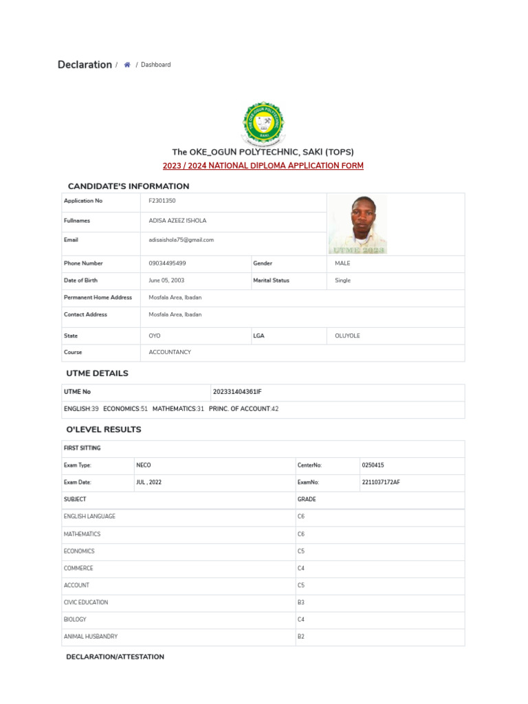 TOPS - My Application - Application Preview - Portal | PDF