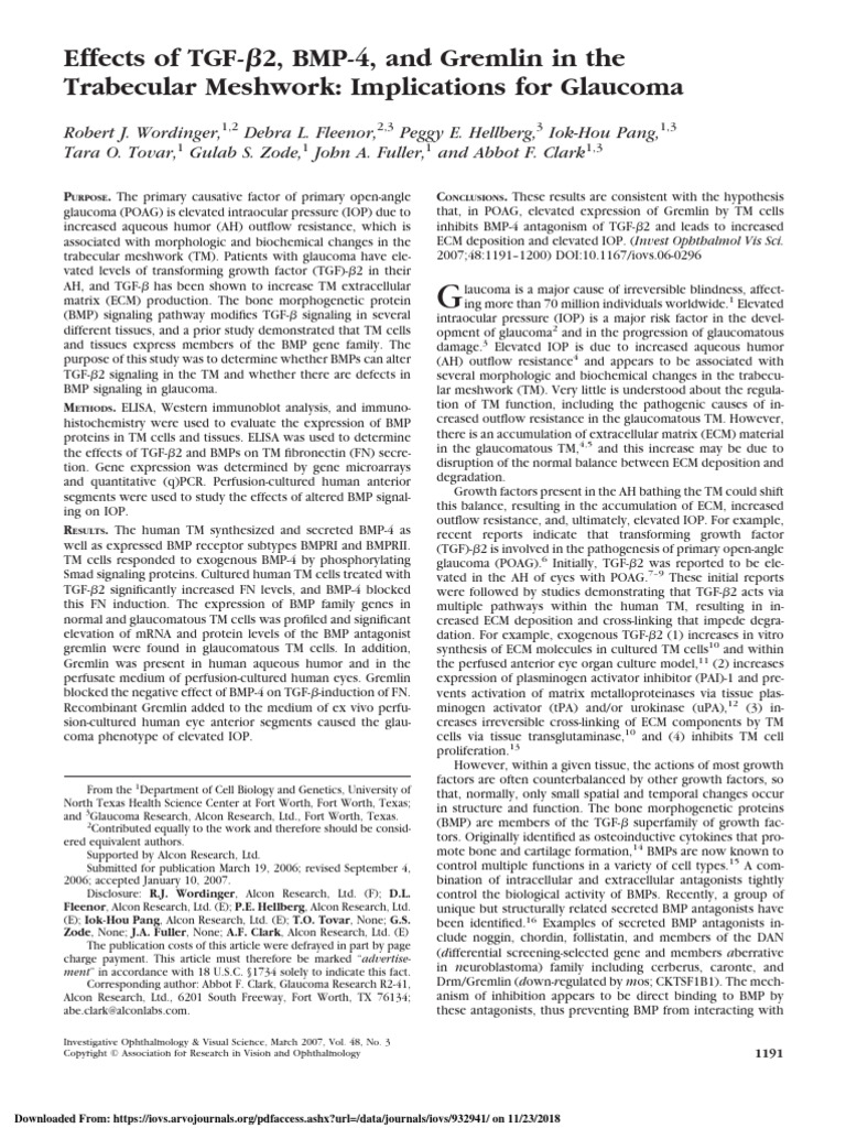 2007-Effects of TGF-beta2, BMP-4, and Gremlin in The Trabecular ...