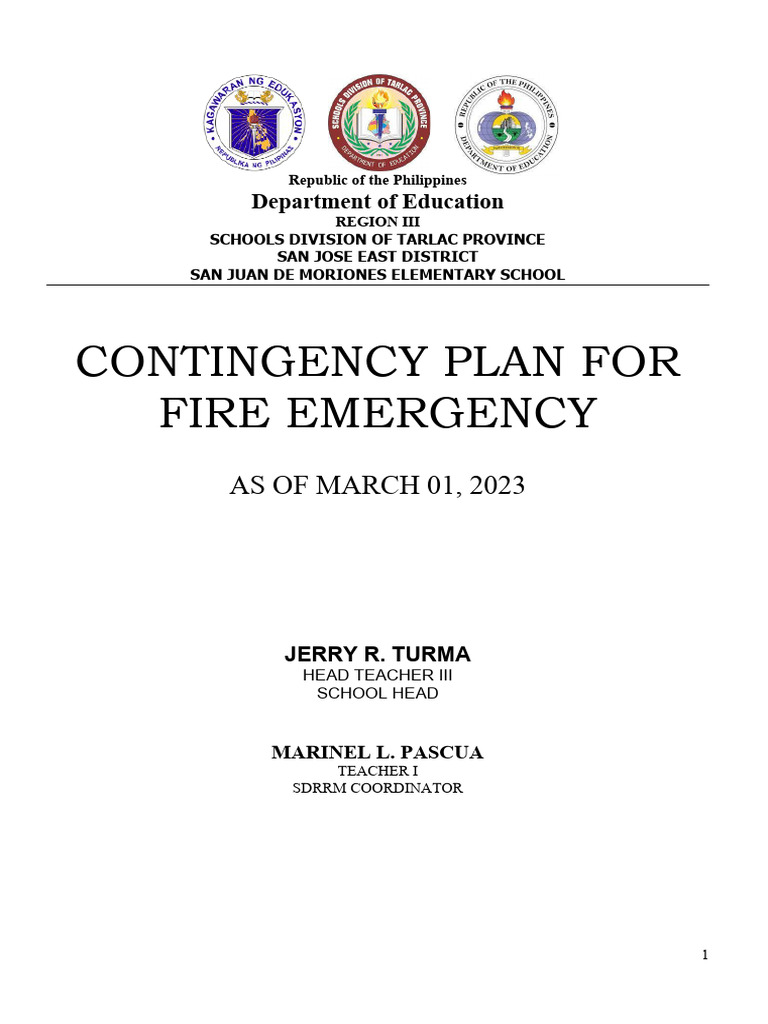 Fire Emergency Contingency Plan 2023 | PDF | Emergency Management | Hazards