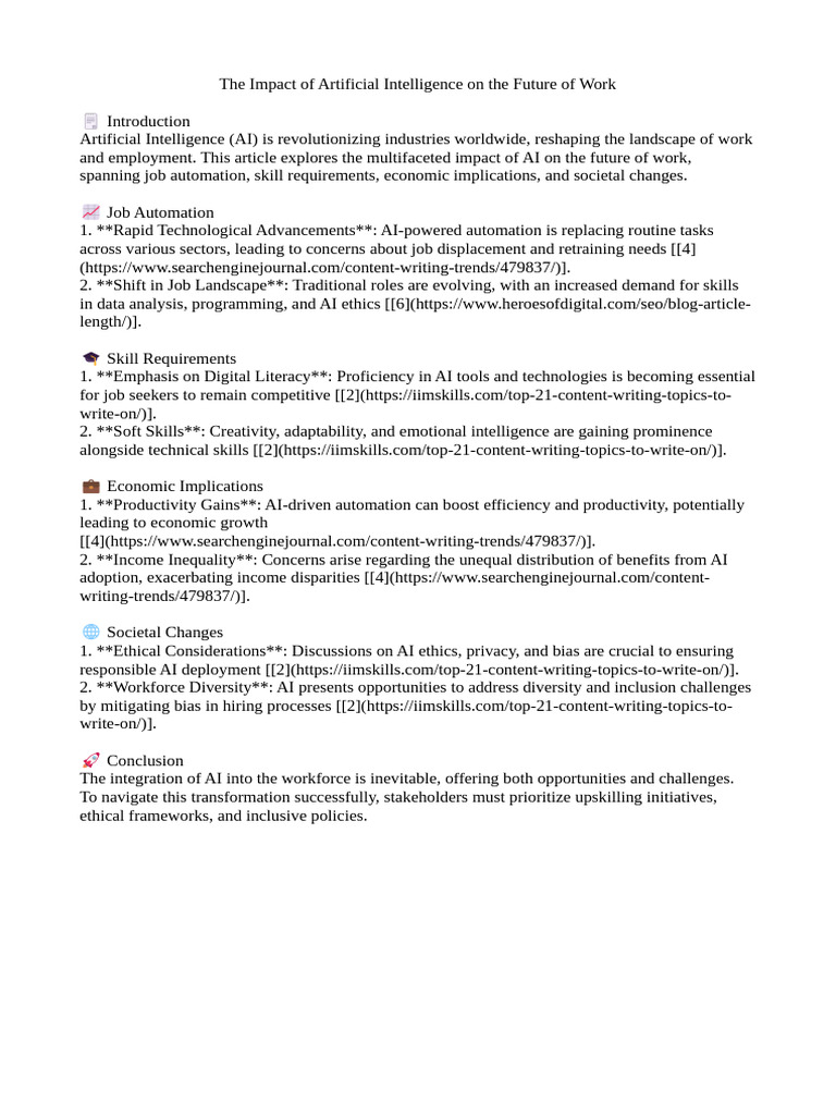 The Impact of Artificial Intelligence On The Future of Work | PDF