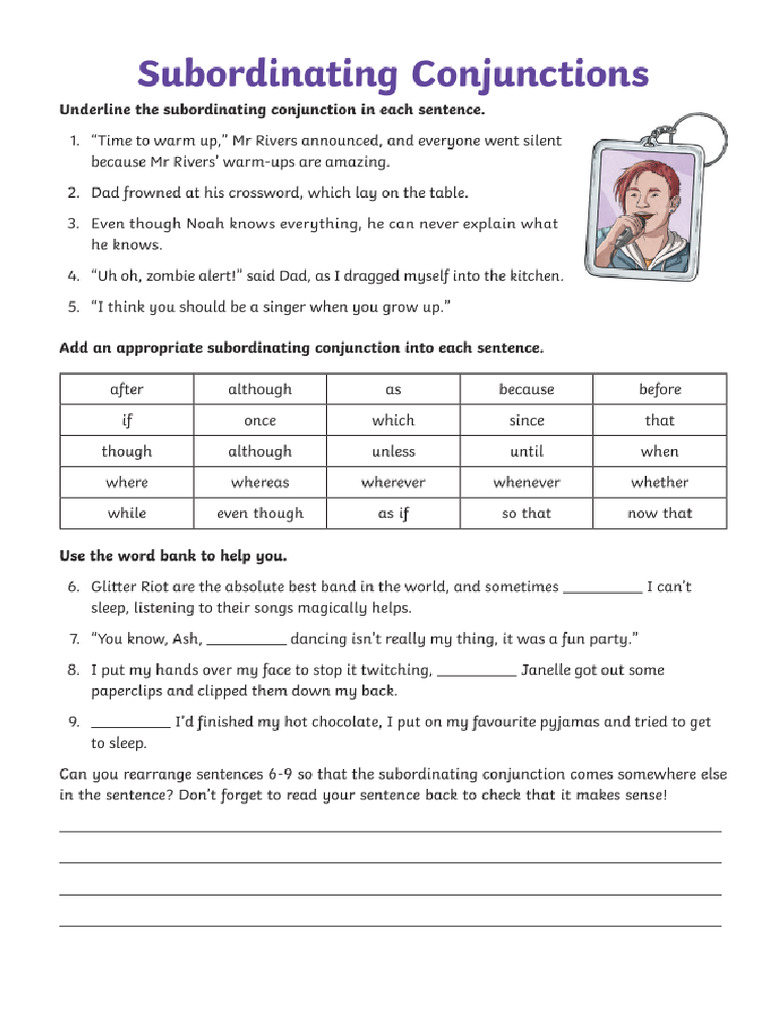 Literacy Subordinating Conjunctions 28th Jan | PDF