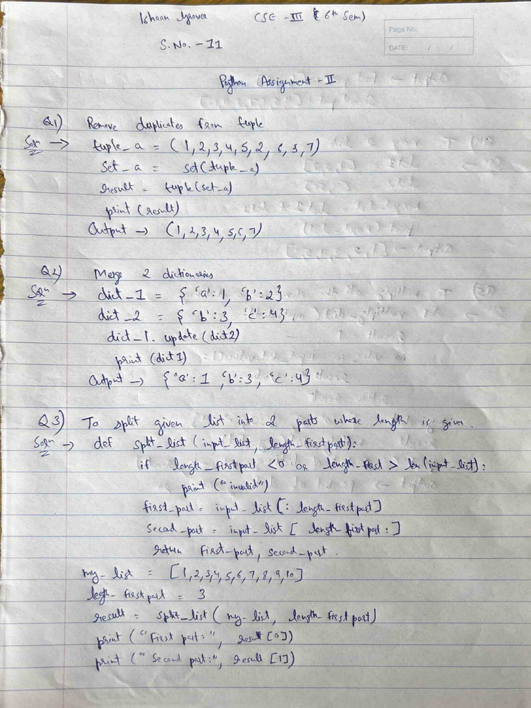 11 - Ishaan Grover - Python Assignment 2 | PDF | Métodos y materiales ...