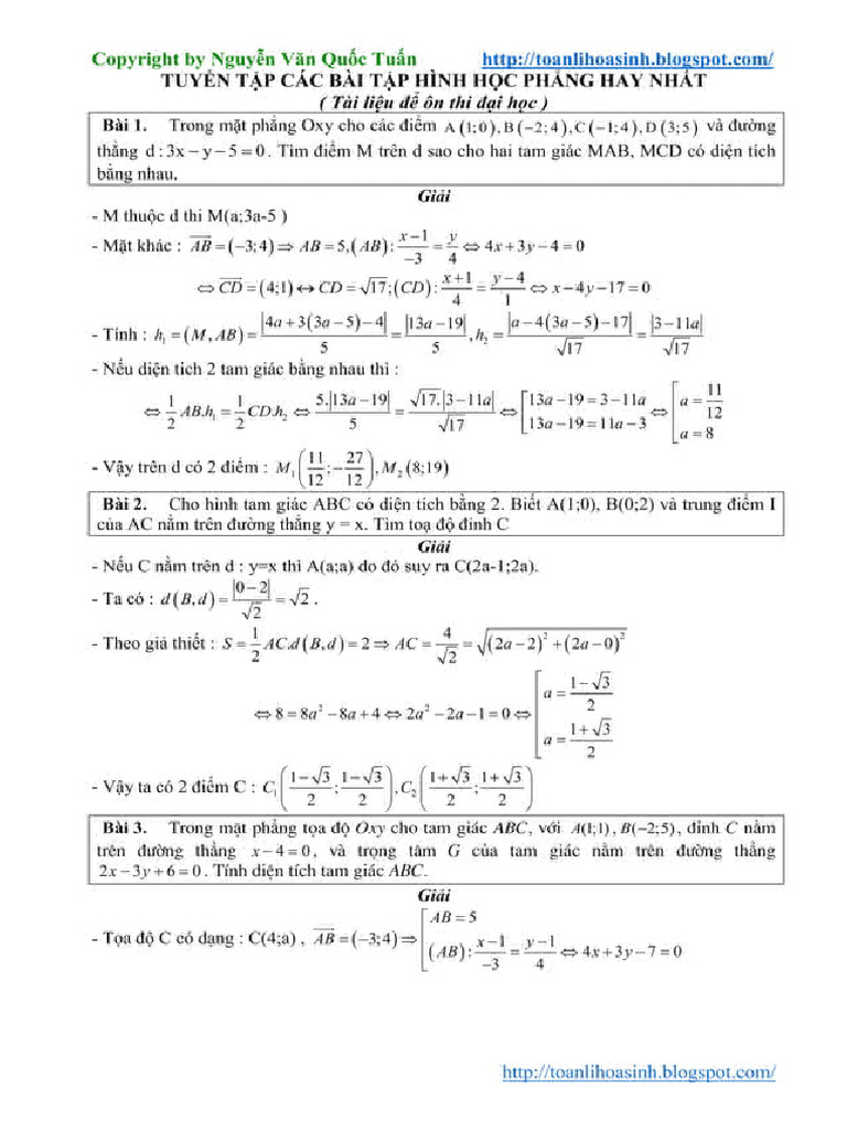 110 Bi HNH HC V PHNG TRNH NG THNG | PDF