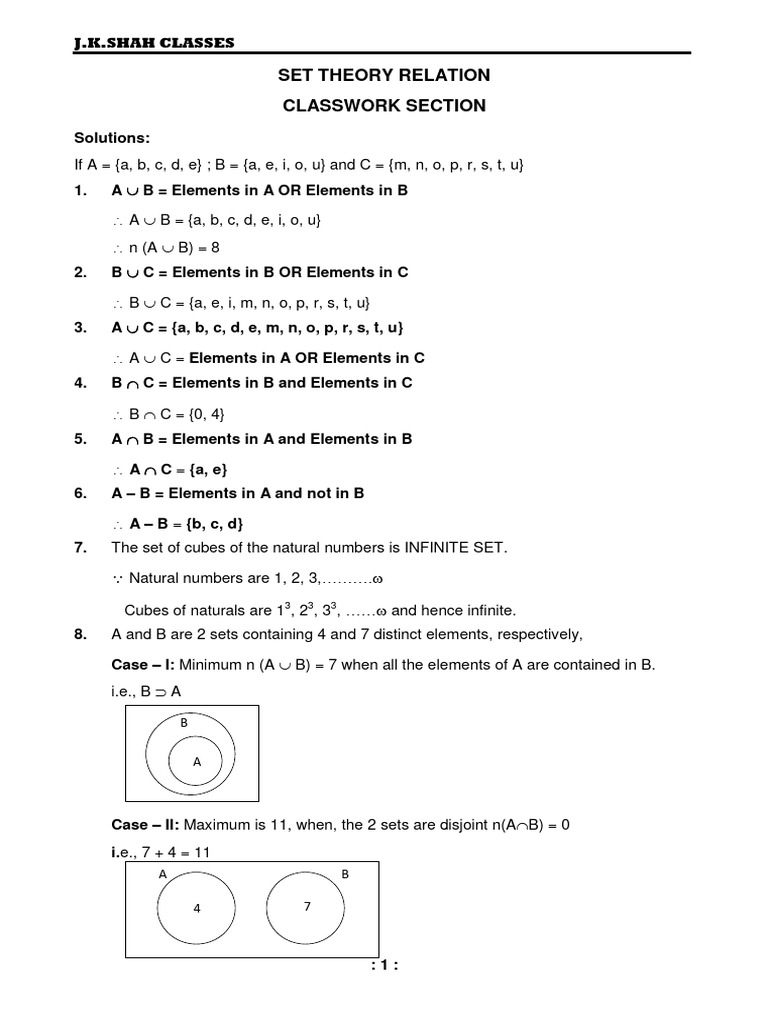 Set Theory Classwork Solutions | PDF | Function (Mathematics) | Functions And Mappings