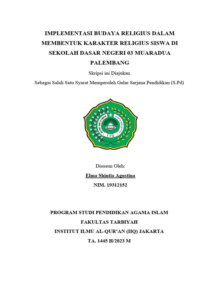 Budaya Religius dan Karakter Siswa SD | PDF