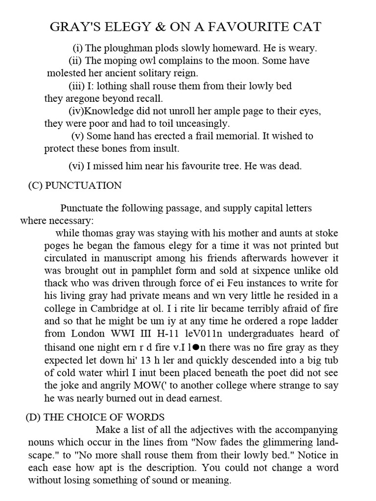 Gray's Elegy: A Literary Analysis | PDF