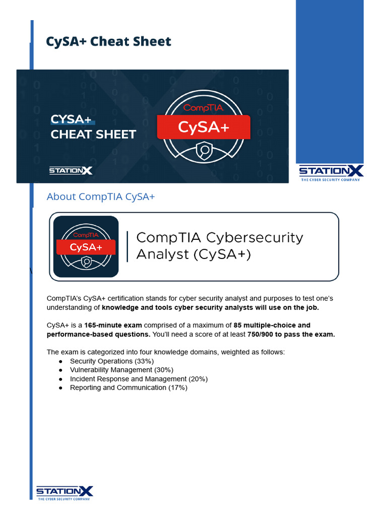 CySA+ Cheat Sheet | Download Free PDF | Cloud Computing | Computer Security