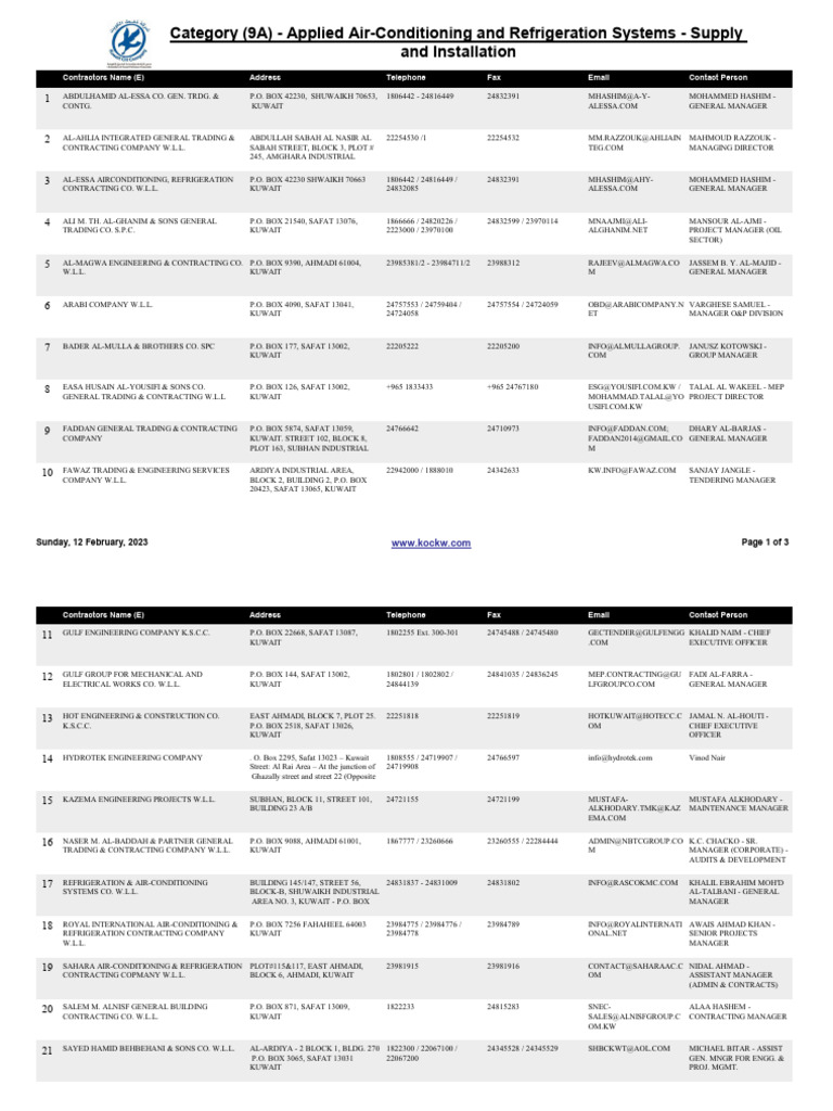 Category (9A) - Applied Air-Conditioning and Refrigeration Systems ...