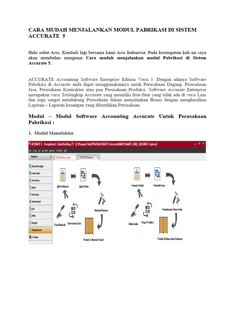 Cara Mudah Menjalankan Modul Pabrikasi Di Sistem Accurate 5 | PDF