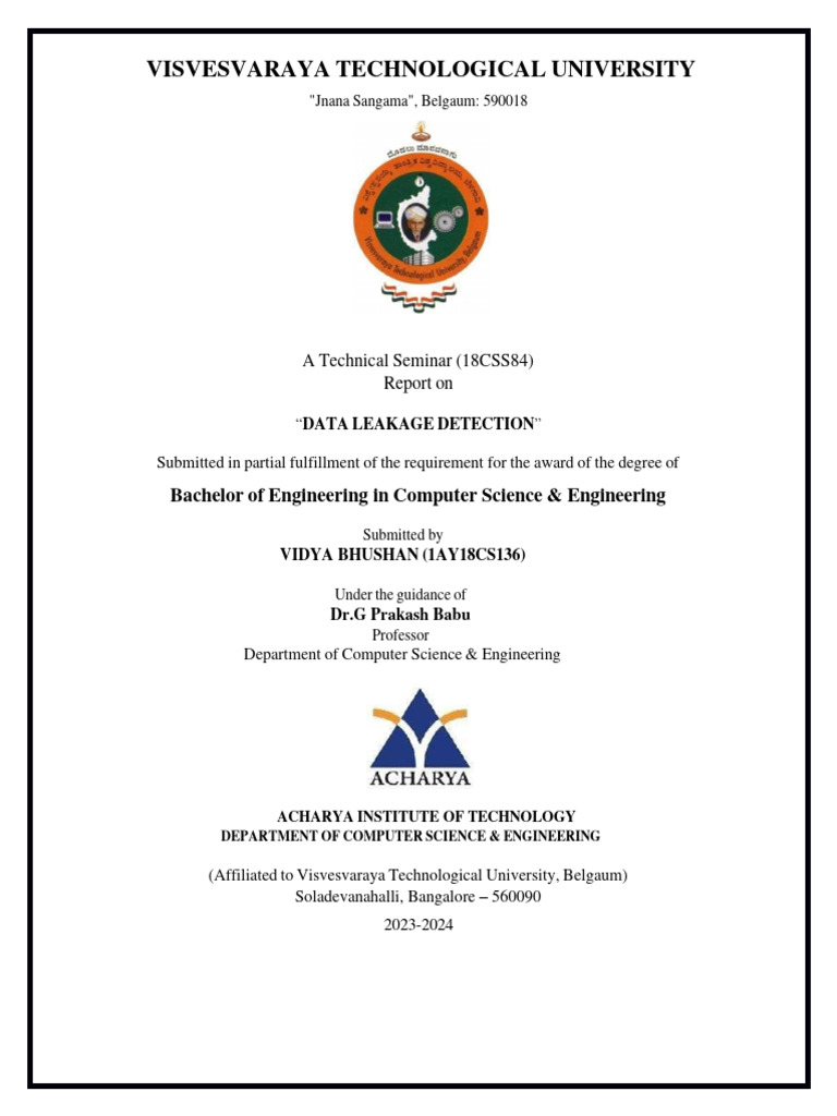 Visvesvaraya Technological University: Bachelor of Engineering in Computer Science & Engineering ...