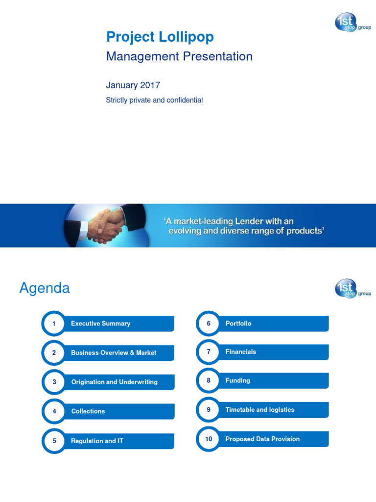 Project Lollipop Management Presentation Vfinal | PDF | Loans | Credit