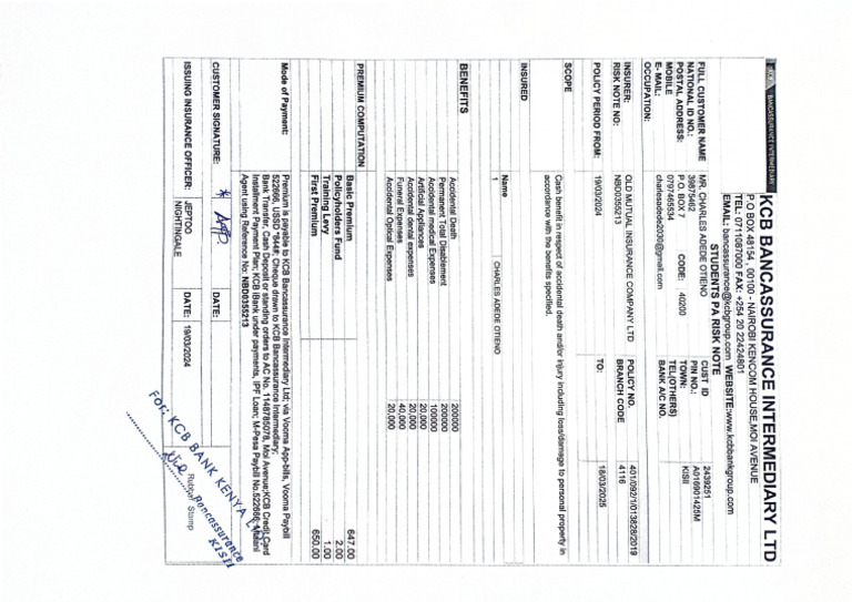 KCB Bancassurance. | PDF