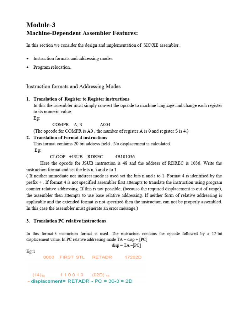 Module 3 Machine Dependent Assembler Features Pdf Assembly Language Computer Program 4068