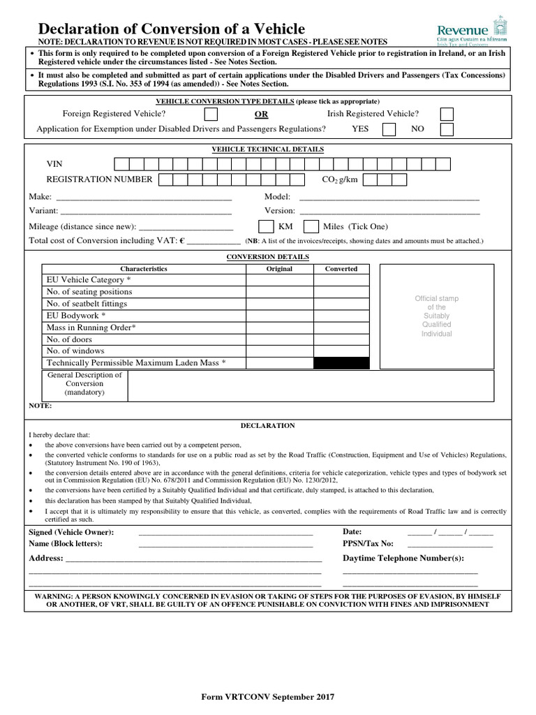 Declaration of Conversion of A Vehicle | Download Free PDF | Vehicles ...