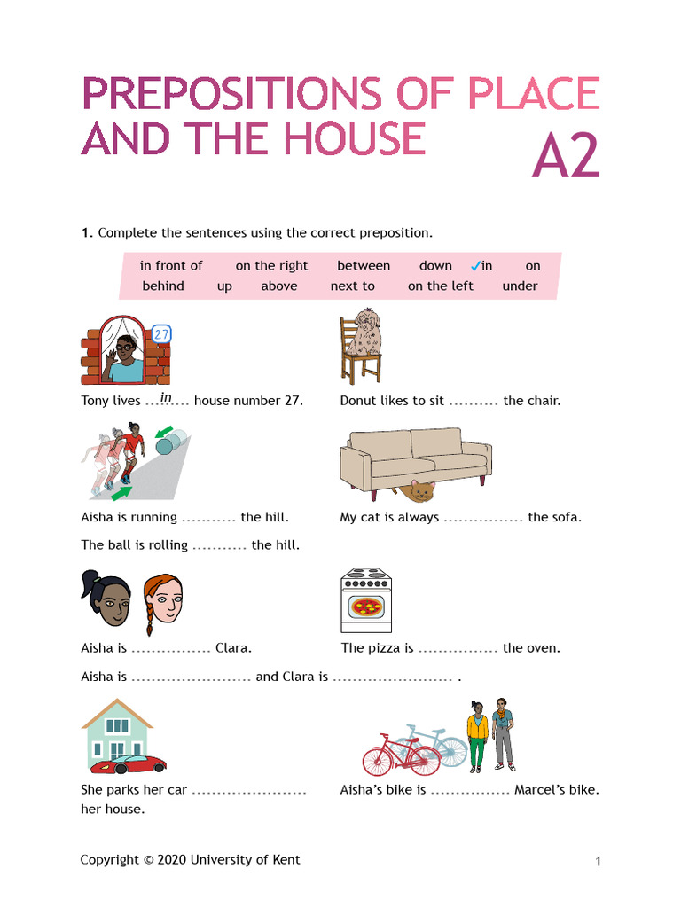 Prepositions of Place A2 Students Worksheet | PDF | Home | Interior Design