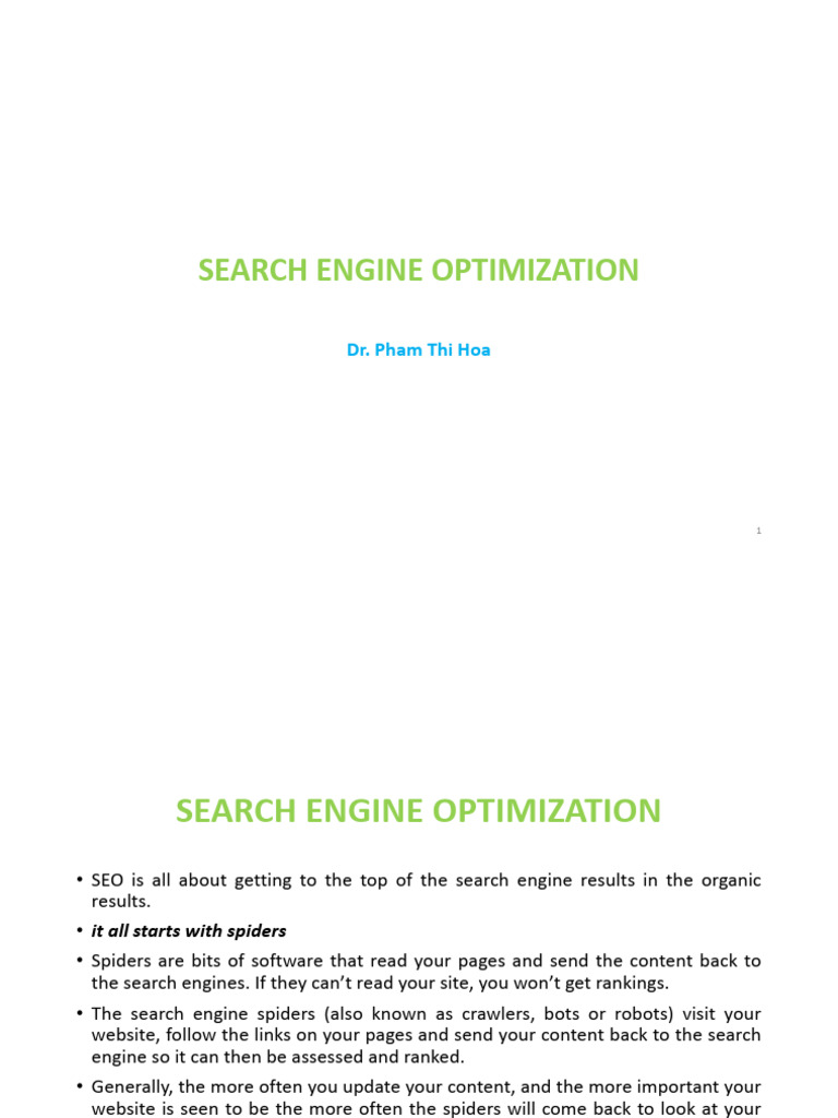 Search Engine Optimization: Dr. Pham Thi Hoa | PDF | Search Engine Optimization | Internet