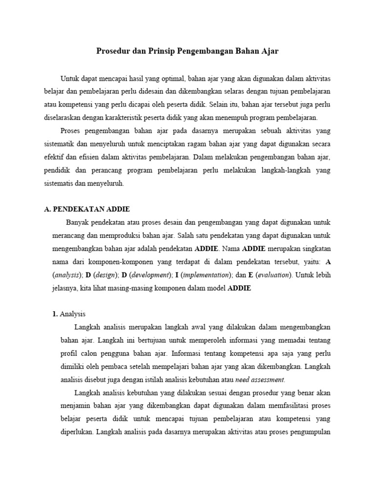Prosedur An Prinsip Pengembangan Bahan Ajar | PDF | Karier & Perkembangan