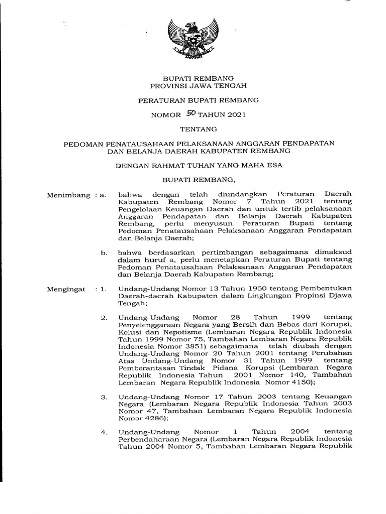 Perbup No 50 Tahun 2021 | PDF