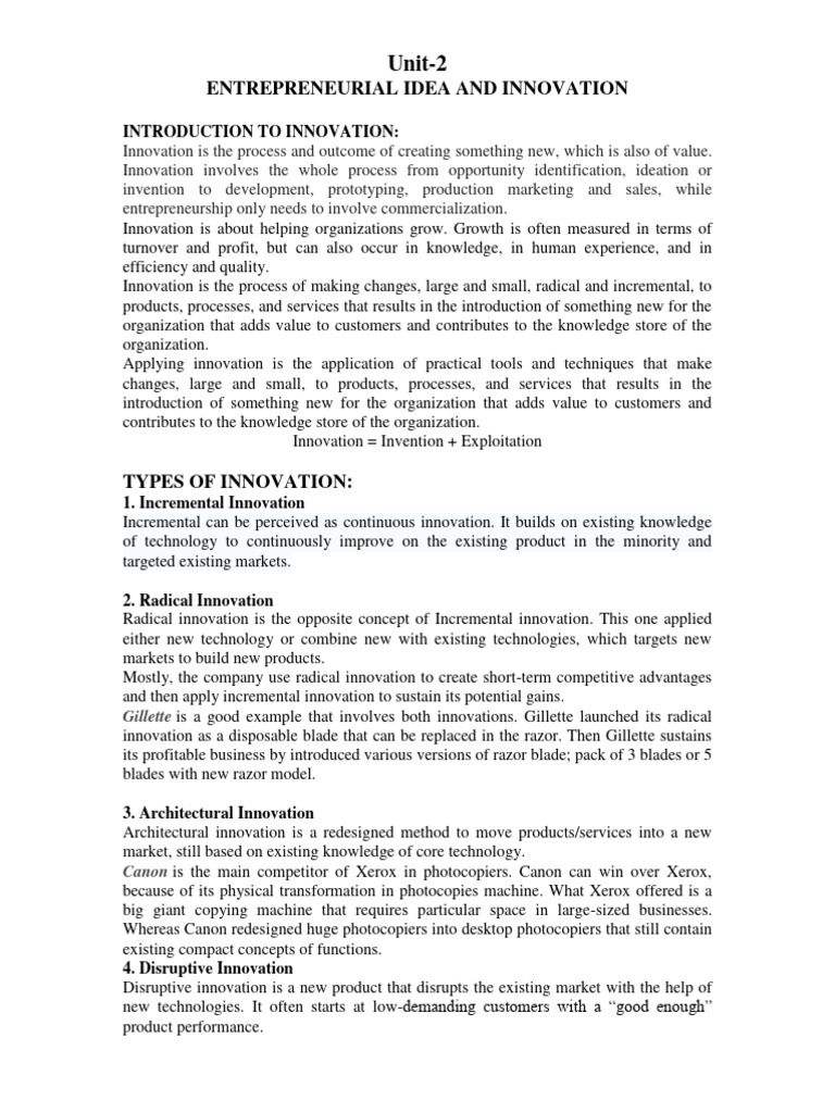 PME Unit-2 NOTES | PDF | Innovation | Entrepreneurship PME Unit-2 NOTES | PDF | Innovation | Entrepreneurship