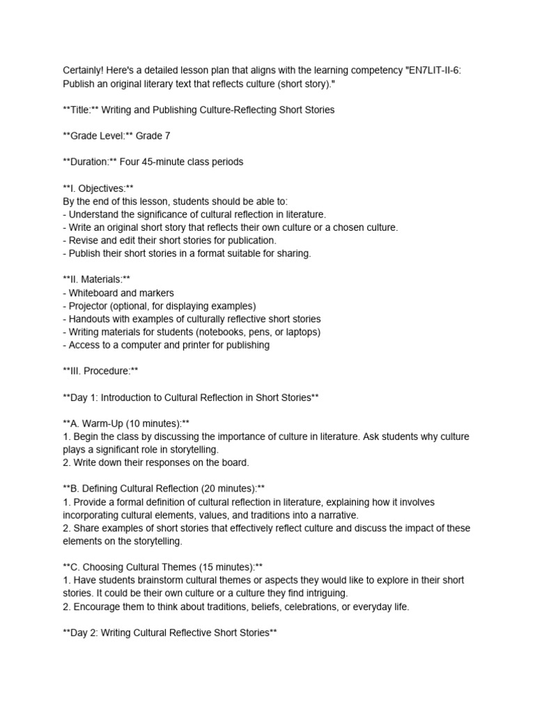 Publishing Culture-Reflecting Short Stories | PDF | Storytelling ...