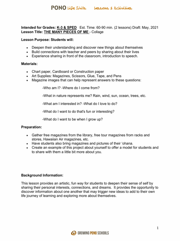 Many Pieces of Me, K-3 | PDF | Cognition | Behavior Modification