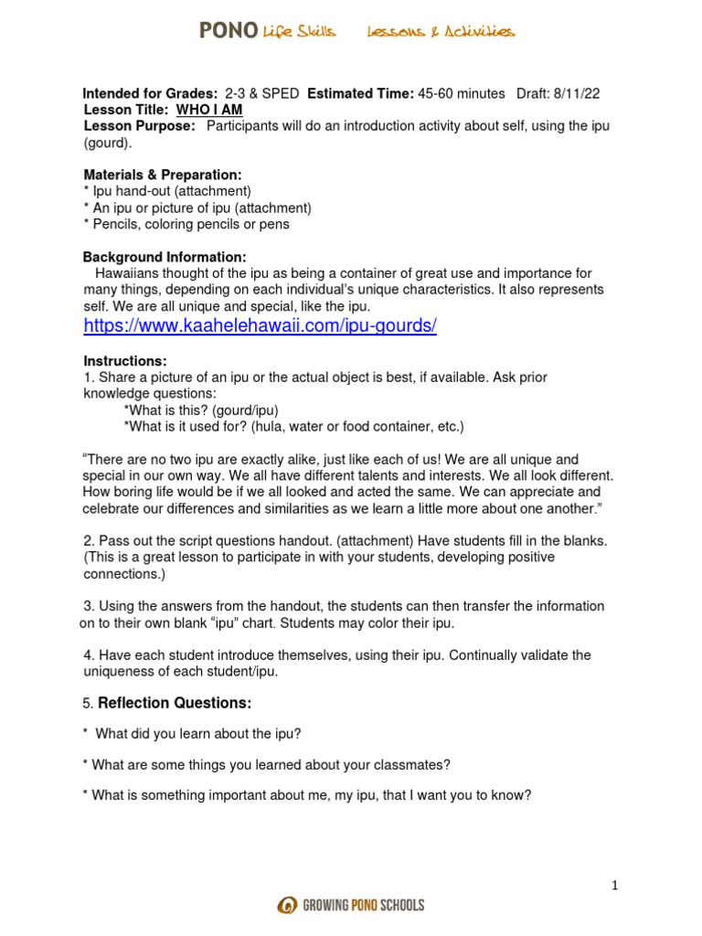 Who I Am, Grade 2-3 | PDF | Cognition