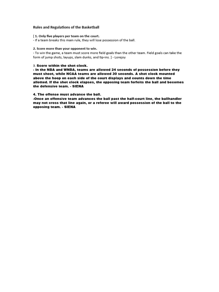 Basketball Game Rules Guide | PDF