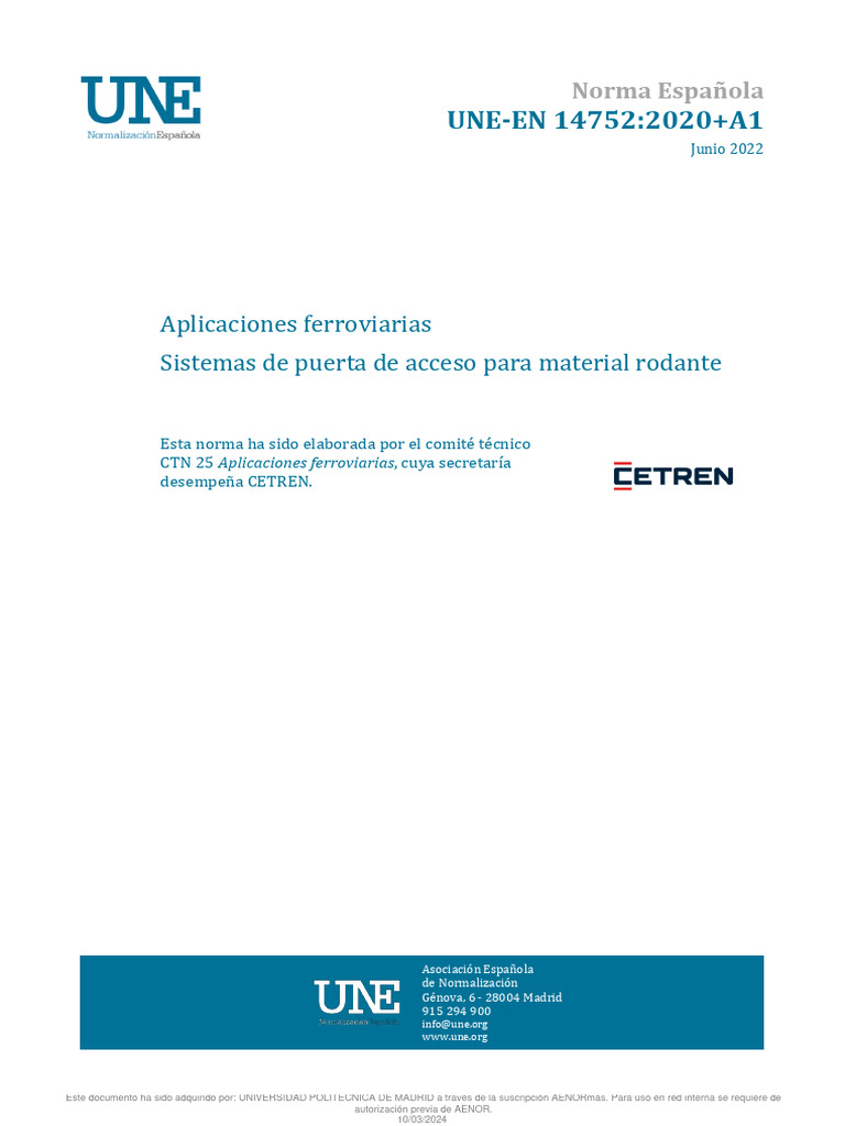 Une-En 14752 2020+a1 2022 | PDF | Transporte ferroviario | Transporte