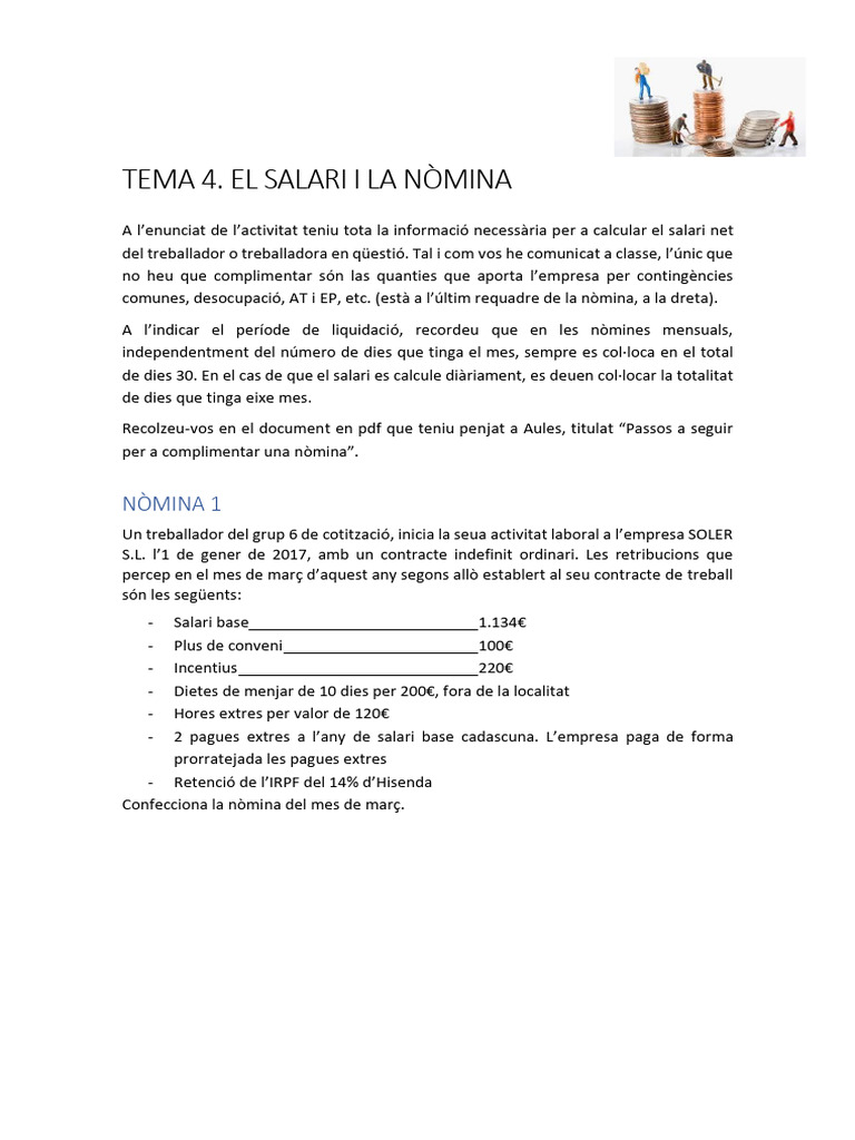 Tasca 3. Nòmina. Tema 4 | PDF