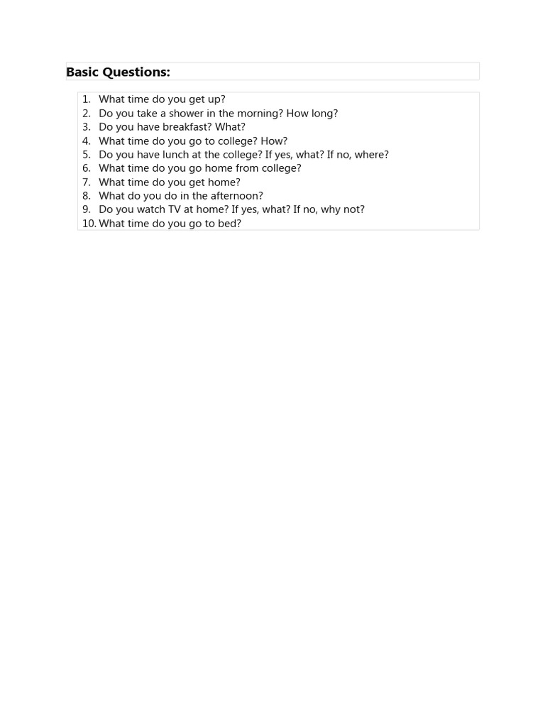 Basic Questions | PDF