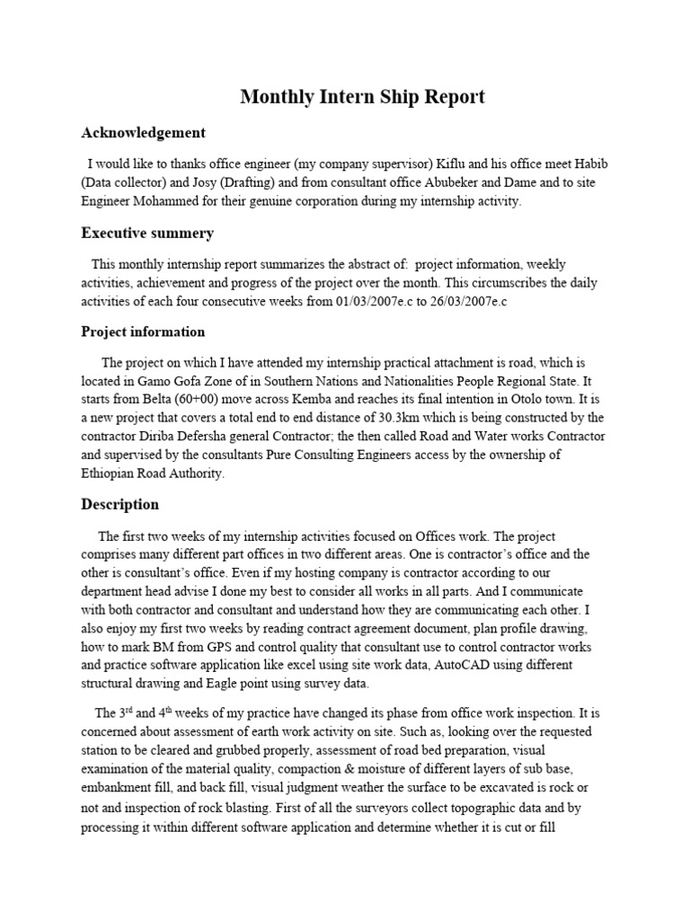 melese monthly report | PDF | Drainage | Civil Engineering