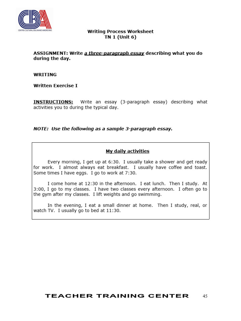 Writing Process Worksheet UNIT 6 TN1 | PDF