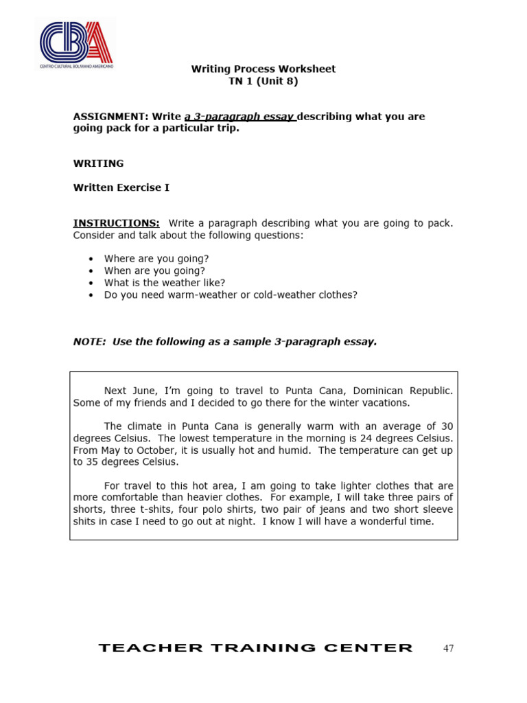 Writing Process Worksheet UNIT 8 TN1 | PDF | Applied And ...