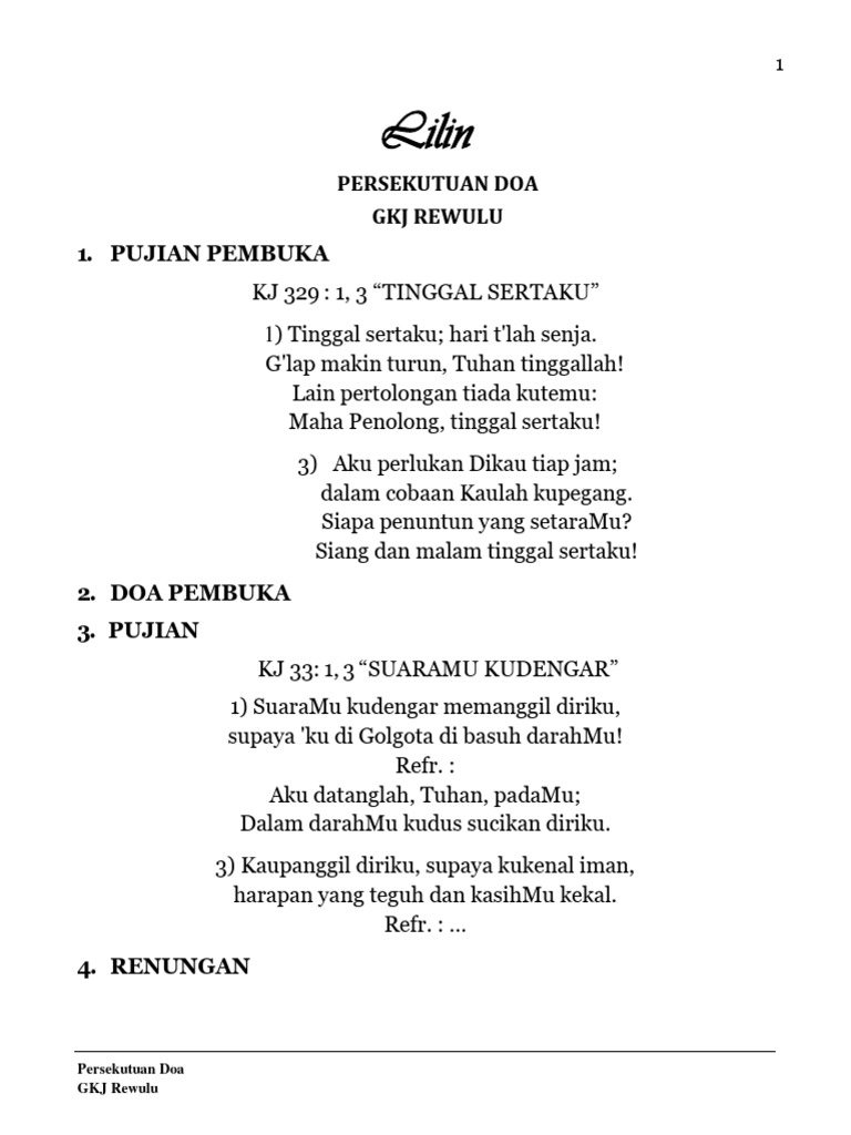 Persekutuan Doa: Hidup Sebagai Anak Terang | PDF
