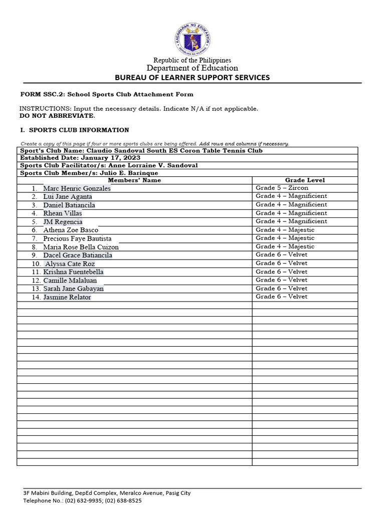 Table Tennis Application 2022 2023 | PDF