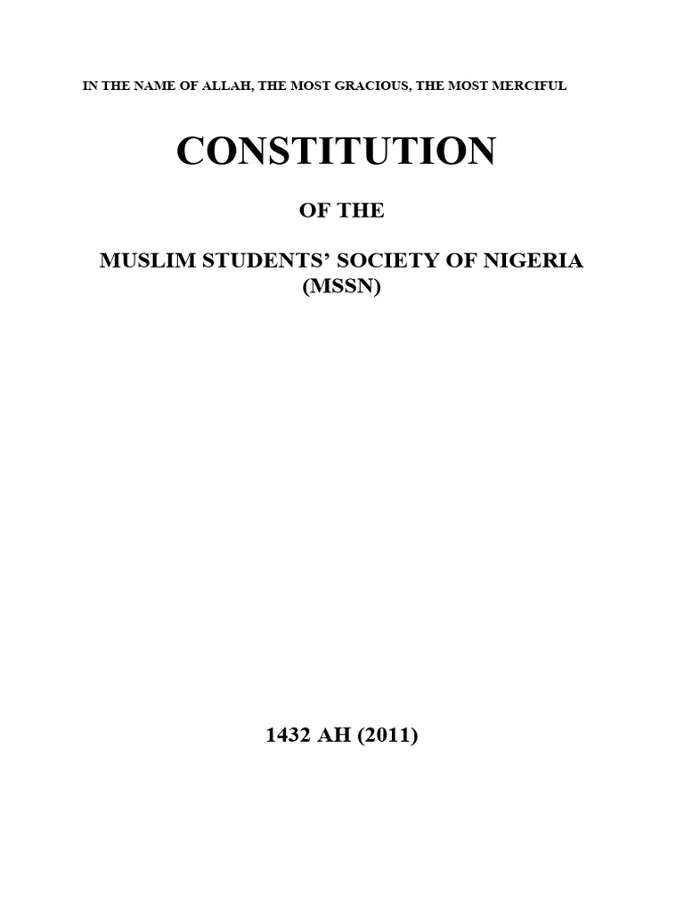 MSSN Constitution | Download Free PDF | Board Of Directors | Muhammad