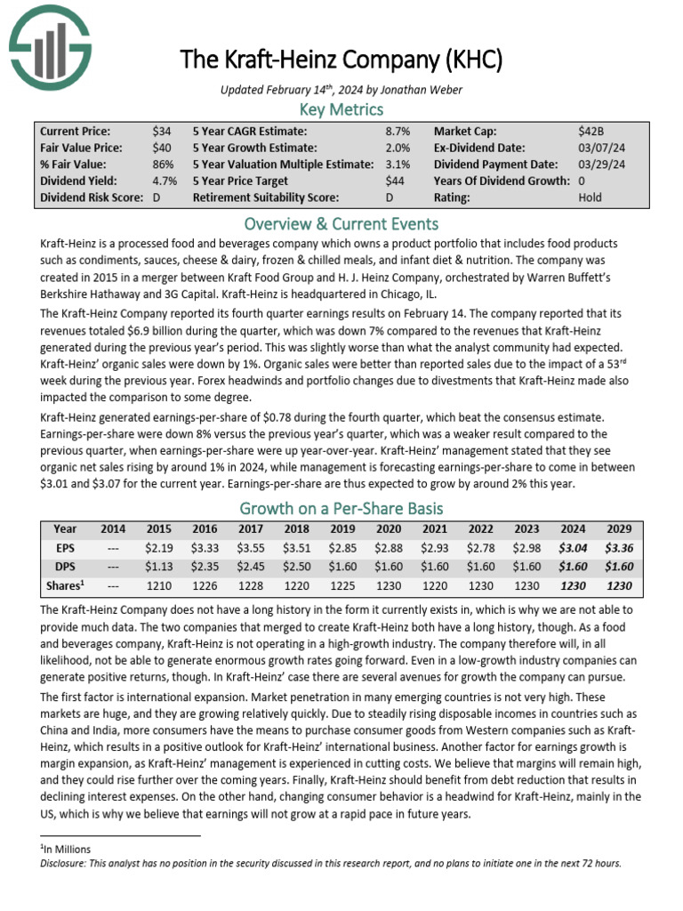 Kraft-Heinz: Investor Insights | PDF | Private Sector | Financial Economics