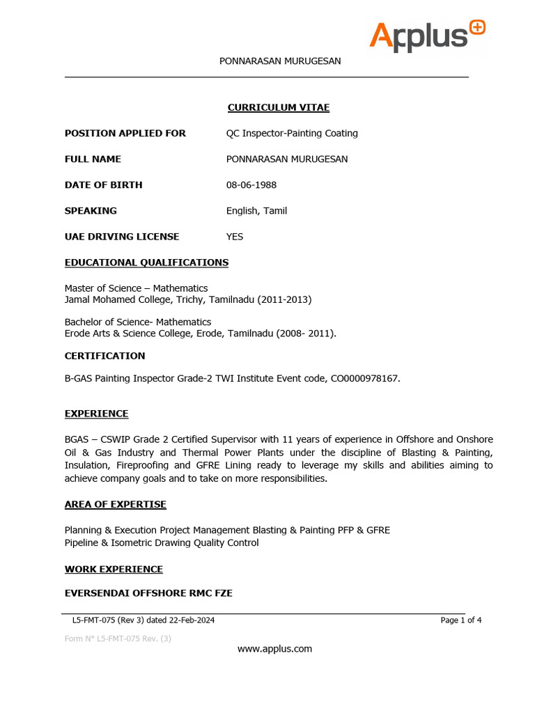 Ponnarasan Murugesan Cv | PDF | Materials Ponnarasan Murugesan Cv | PDF | Materials