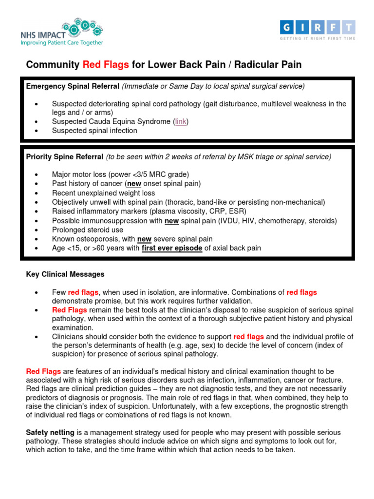 2023 AAFP Guidelines on Back Pain Red Flags | PDF | Back Pain | Pathology