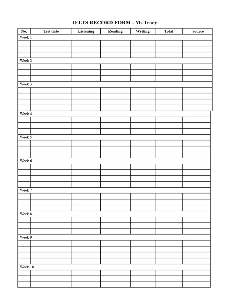 Ielts Record Form | PDF