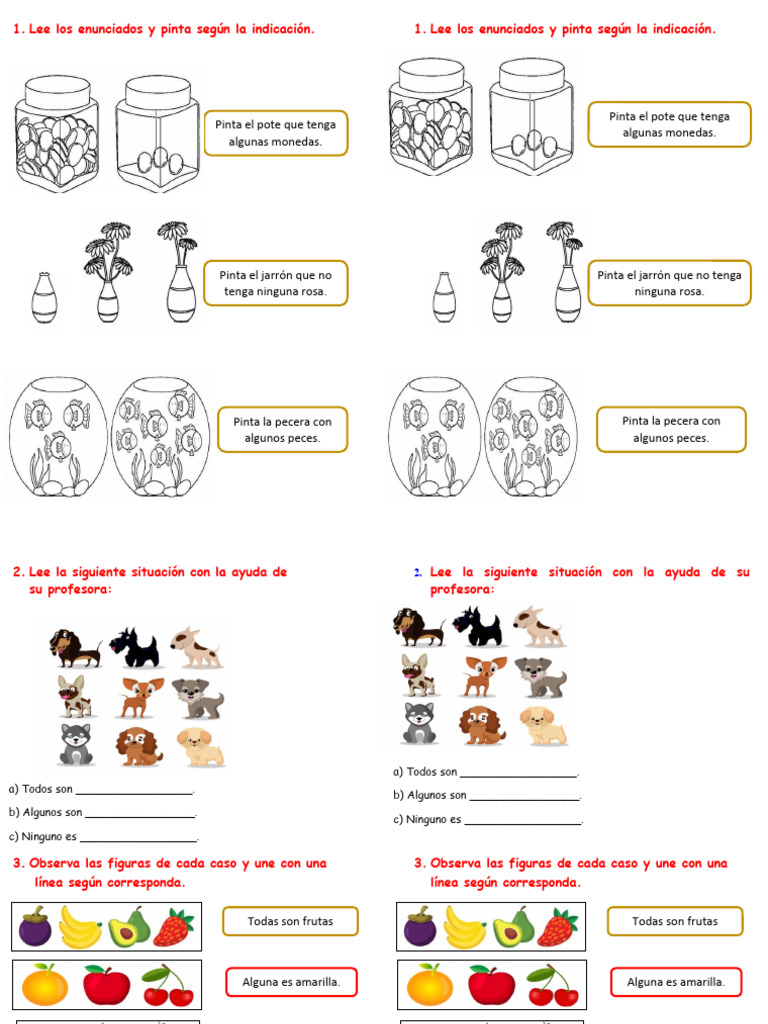 Ficha de Agrupamos Objetos Utlizando Todos, Algunos, Ningunos.26-03-24 ...