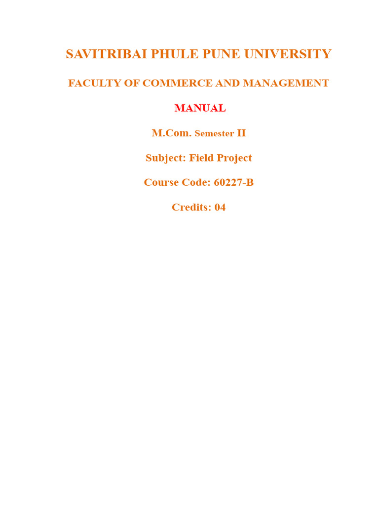 M.Com Field Project Guidelines and Benefits | PDF | Strategic ...