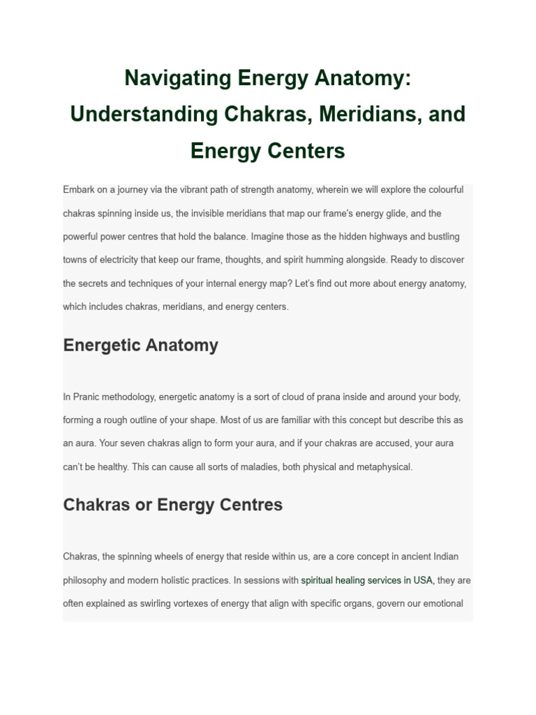 Energy Anatomy: Chakras & Meridians Guide | PDF | Chakra | Traditional ...