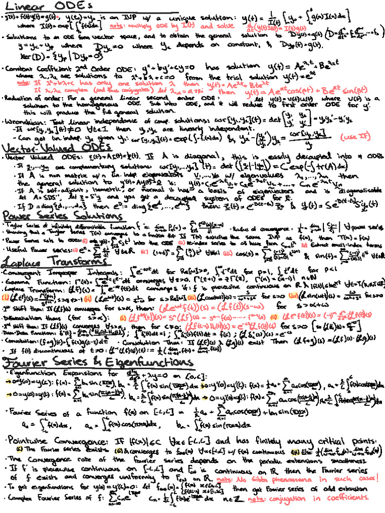 Differential Equations Info Sheet (Compressed) | PDF